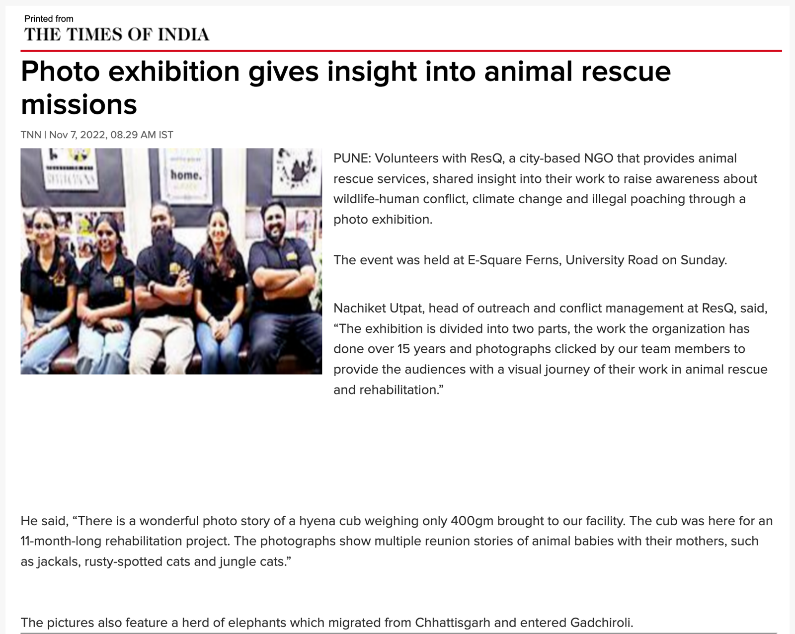 15 Years of RESQ - a Photo Exhibition - RESQ Charitable Trust